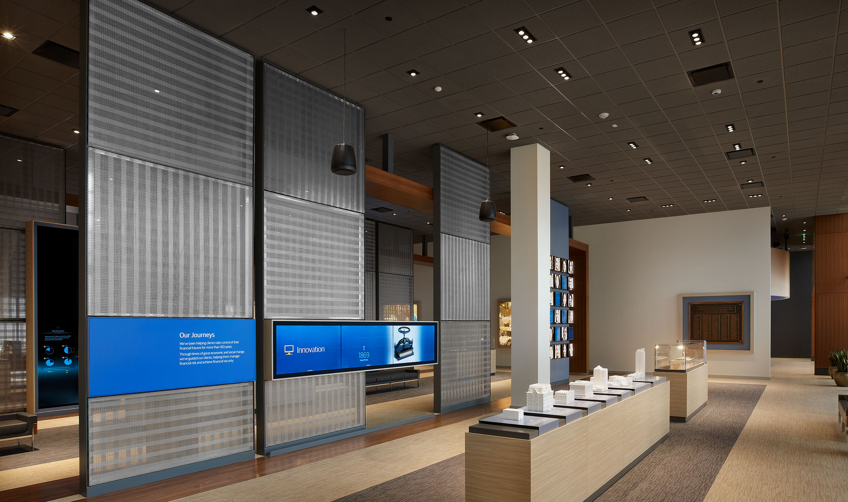 Banker Wire Mesh Incorporated into Custom Millwork