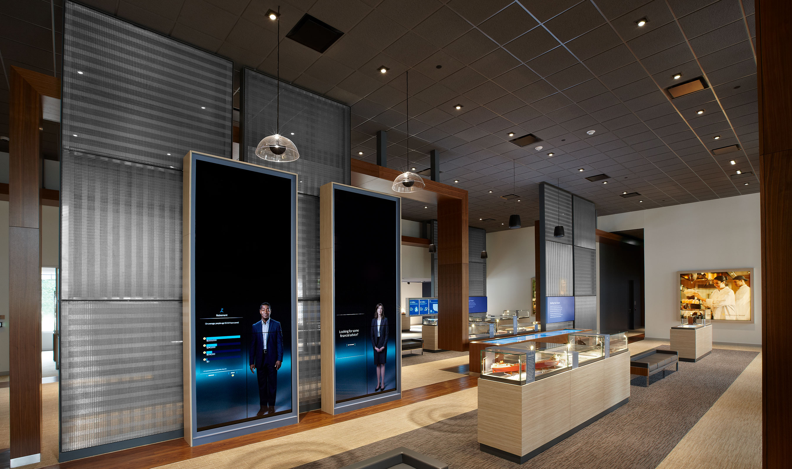 Banker Wire Mesh Incorporated into Custom Millwork