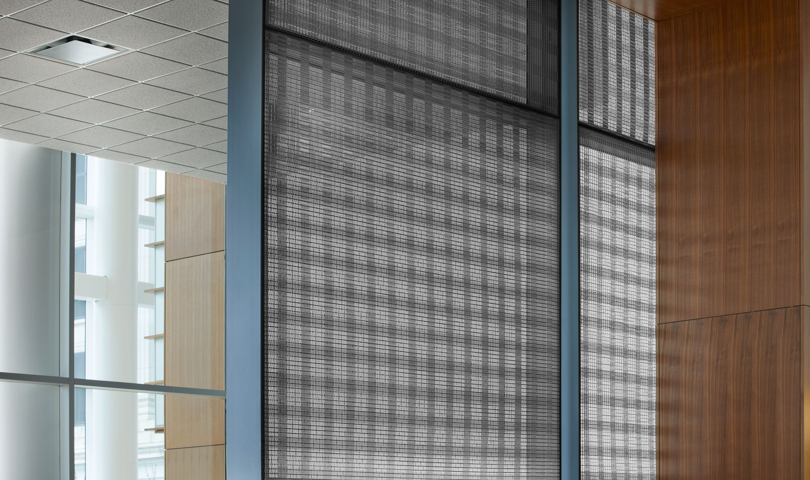 Banker Wire Mesh Incorporated into Custom Millwork