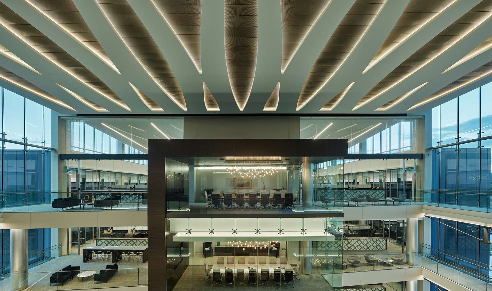 Banker Wire Mesh Adorns Expansive Ceiling... | Banker Wire